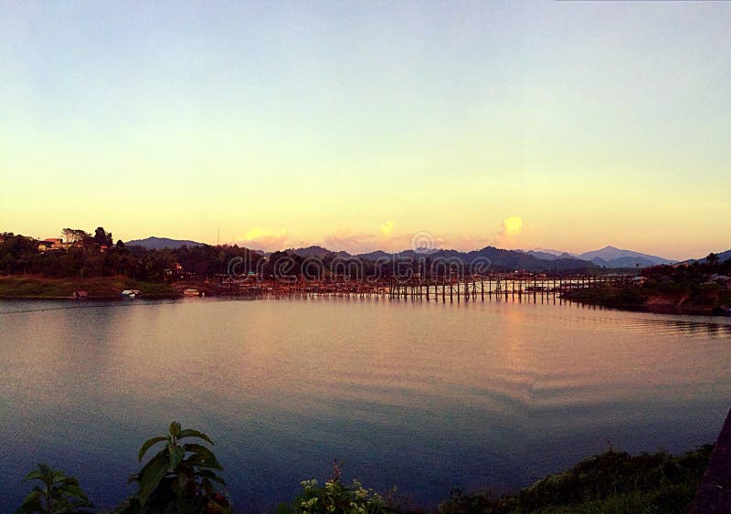 Mon Bridge stock photo. Image of kanchanaburi, sunset - 47577450