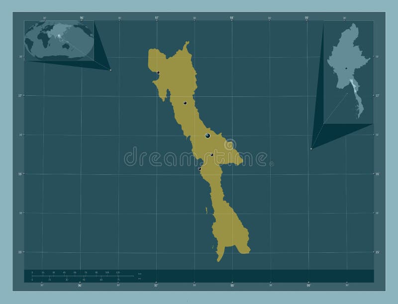 Mon, Myanmar. Solid. Major Cities Stock Illustration - Illustration of ...