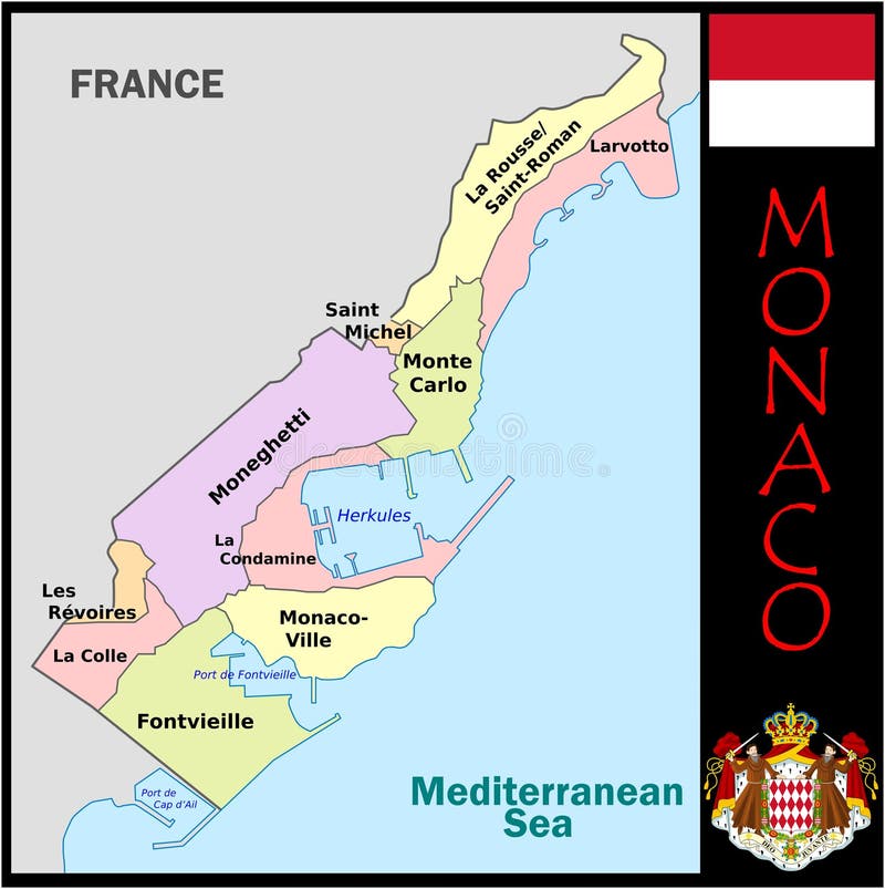 Monaco Administrative Divisions Stock Illustration - Illustration of ...