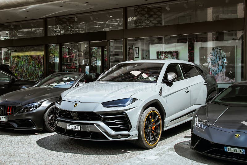 Monaco - August 9, 2024: Lamborghini Urus and Lamborghini Huracan in ...