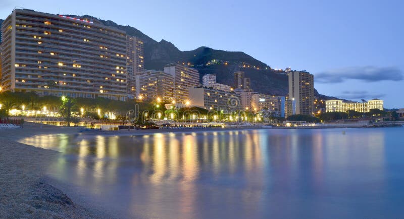 Monaco beach at night stock image. Image of beach, sand - 27318073
