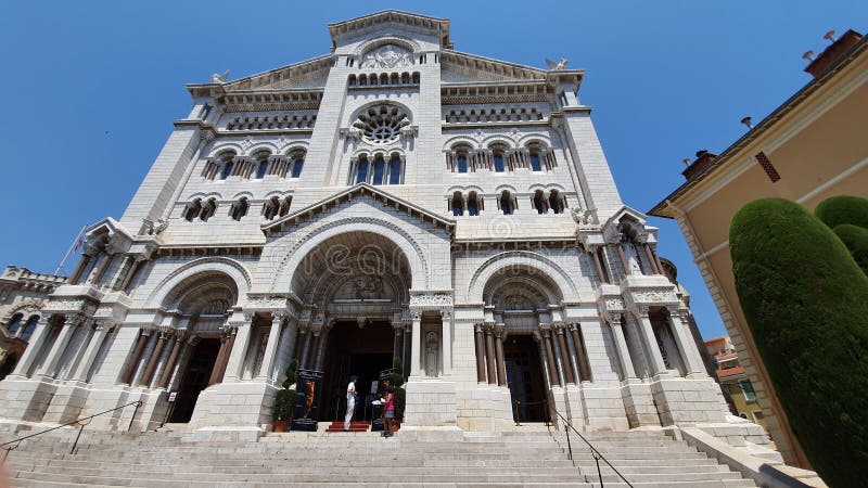 Monaco Cathedral, Monaco , France (Front View) Stock Image - Image of ...