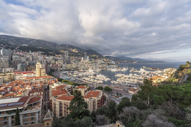Monaco City Skyline at Dusk Night Scene Editorial Image - Image of dusk ...