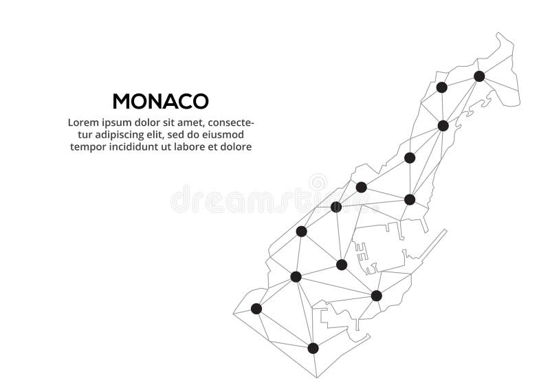Monaco Communication Network Map. Vector Image of a Low Poly Global Map ...