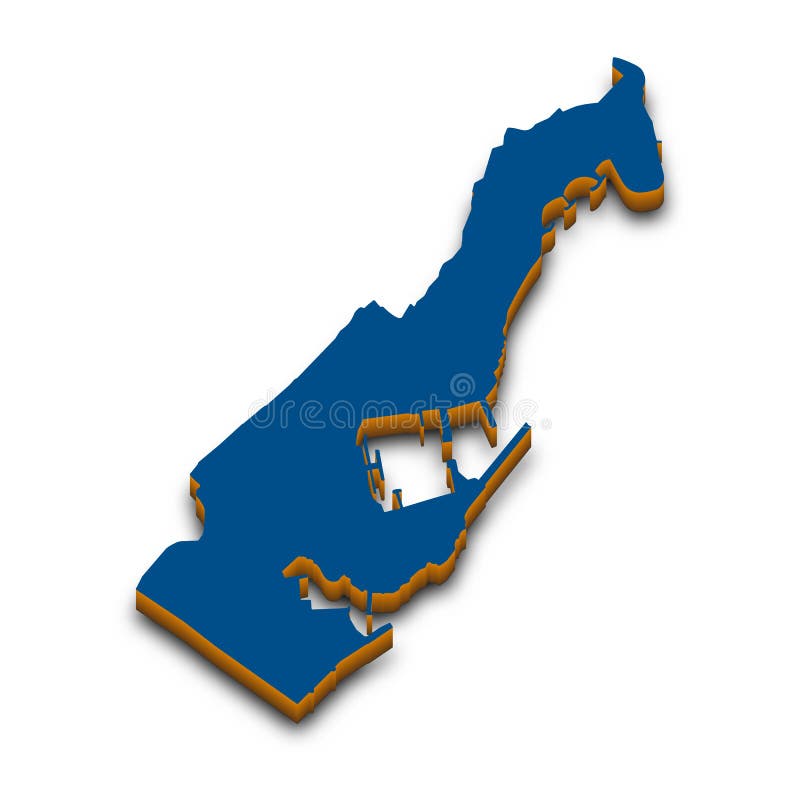 Monaco 3D Map. Detailed 3d Map with Dropped Shadow. Blue Isometric ...