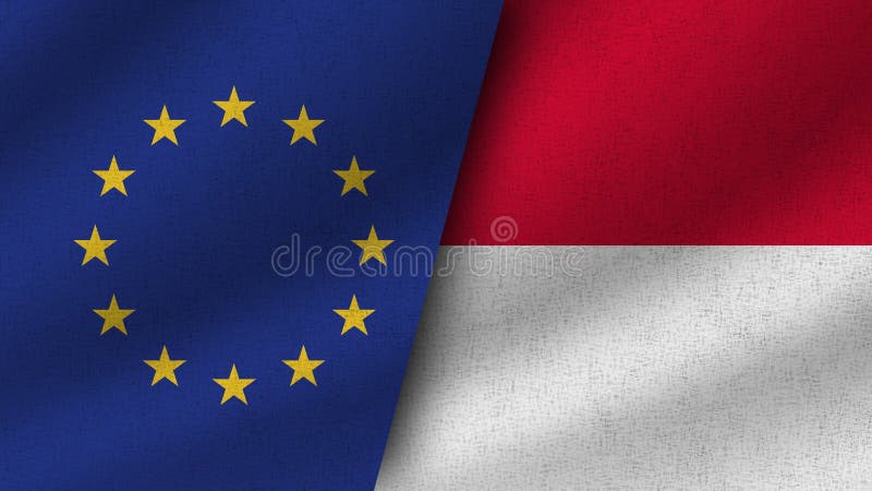 Monaco and European Union Realistic Two Flags Together Stock ...