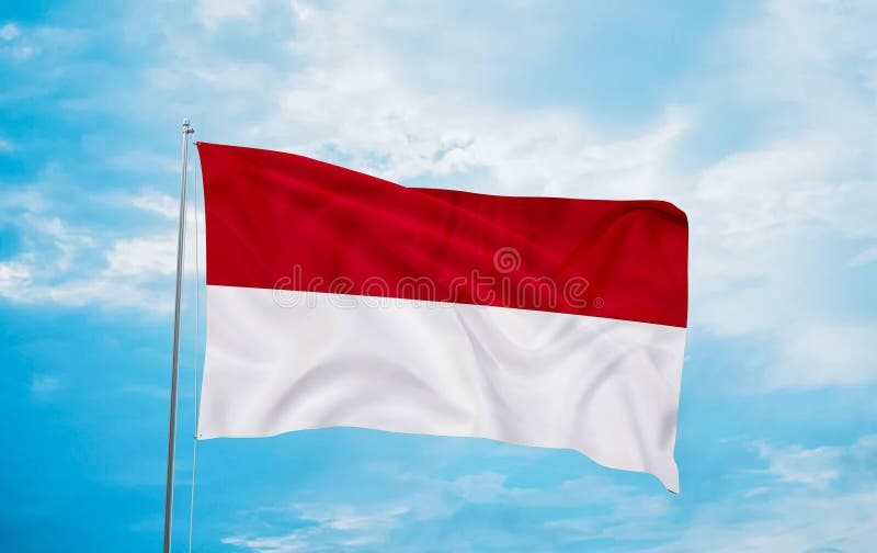 Monaco Flag in Clear Sky Wallpaper, Monaco Flag in Waving Background ...