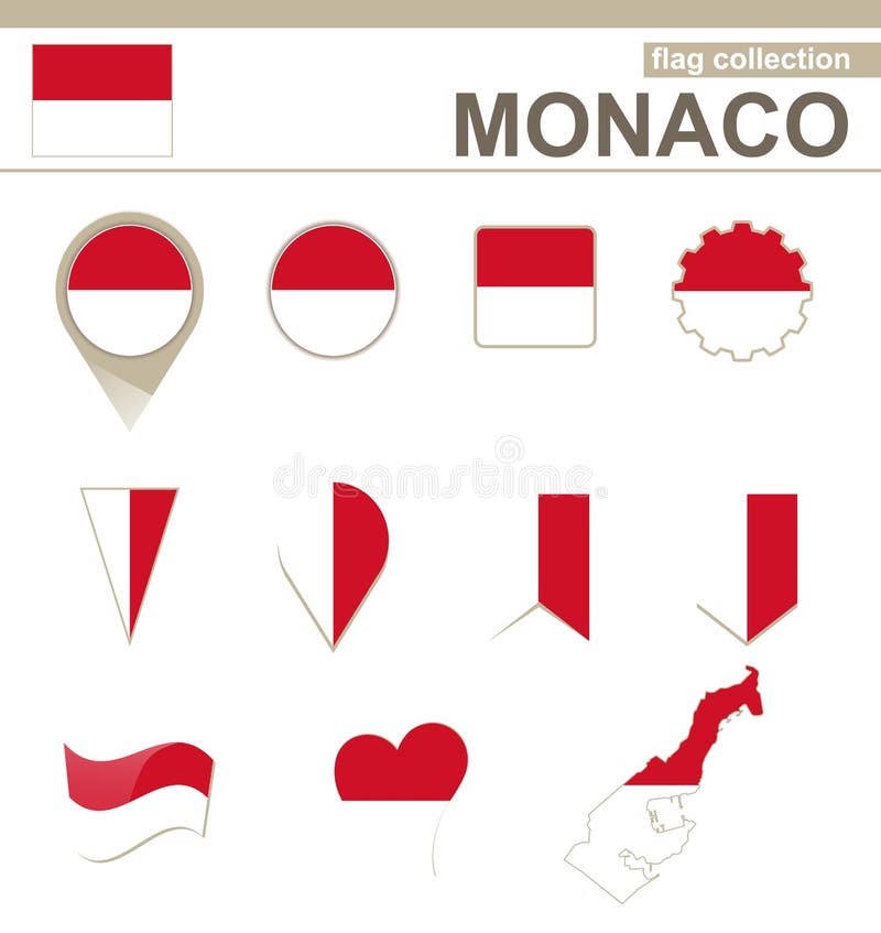 Monaco Flag Collection stock vector. Illustration of symbol - 129626478