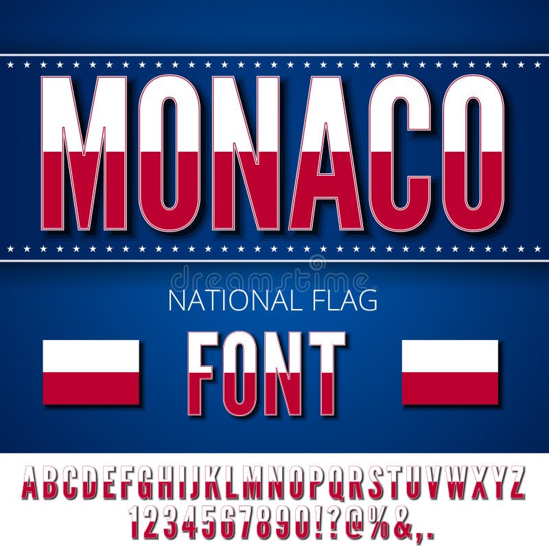 Monaco Flag Font stock vector. Illustration of flag, text - 80545557