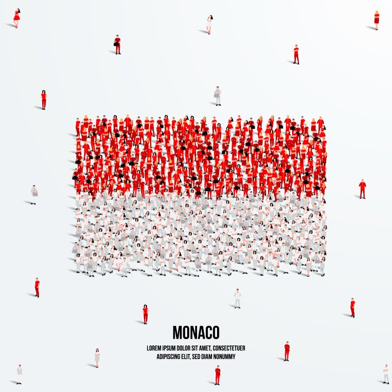 Monaco Flag. a Large Group of People Form To Create the Shape of the ...