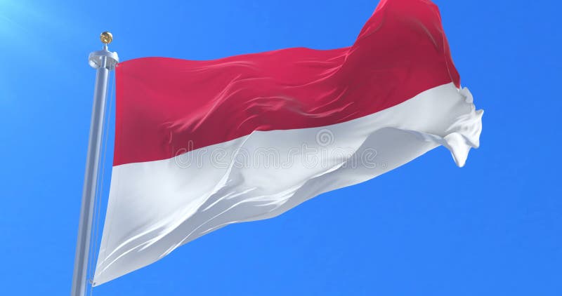 Flag of Monaco Waving at Wind in Slow in Blue Sky, Loop Stock Video ...