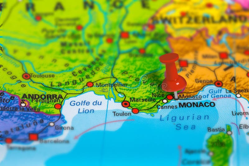 Monaco Francja mapa zdjęcie stock. Obraz złożonej z journeyer - 80952880