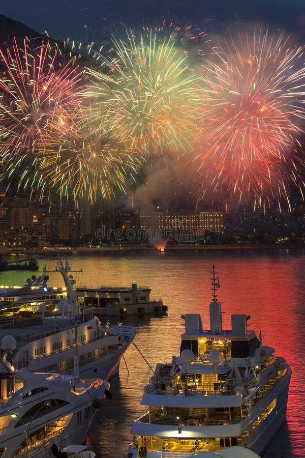 Monaco - French Riviera - Firework Display Stock Image - Image of night ...