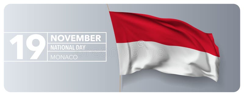 Monaco Happy National Day Greeting Card Banner Vector Illustration