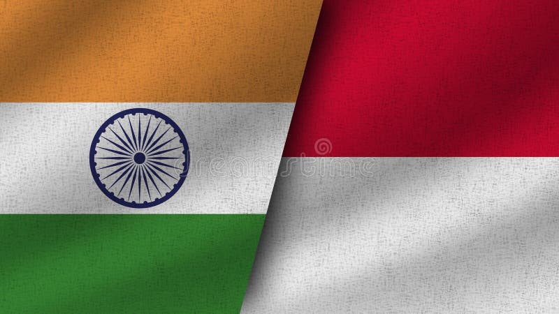 Monaco and India Realistic Two Flags Together Stock Illustration ...