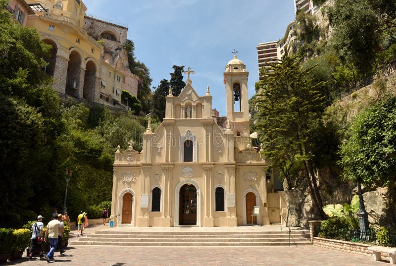 Monaco - June, 2019: People Near the Saint Devote Chapel in the Center ...