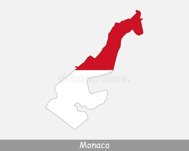 Monaco Map Flag. Map of the Principality of Monaco with the Monacan ...
