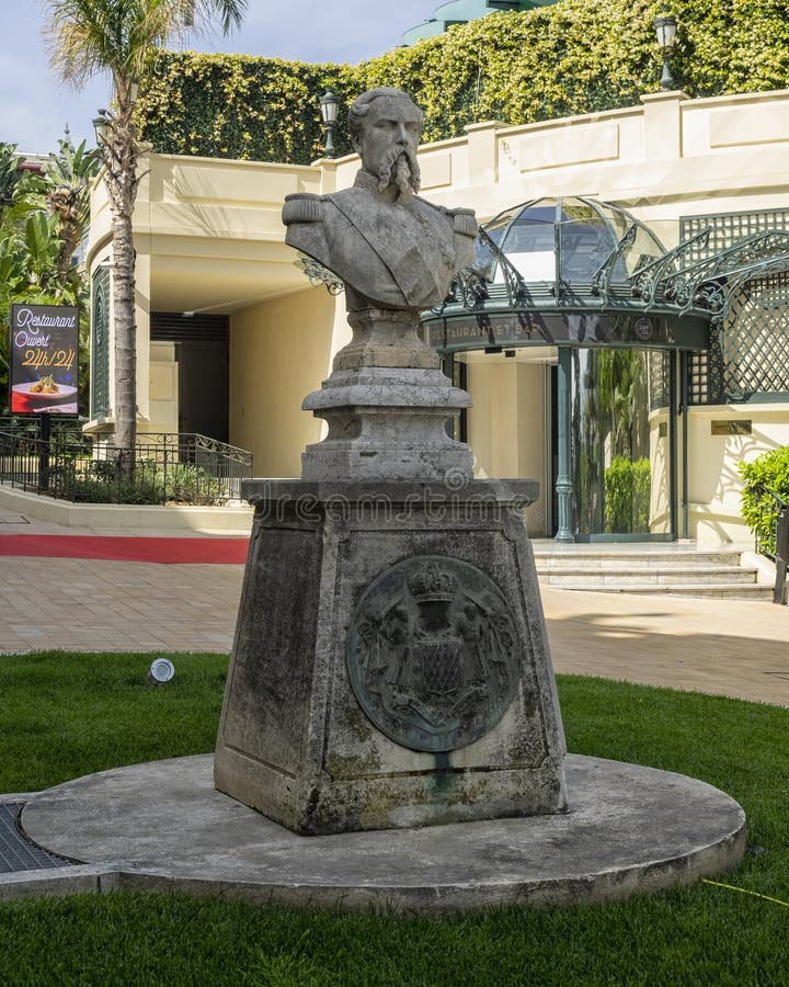 MONACO - MARCH 26, 2018: Memorial Statue Bust of Prince Charles III ...