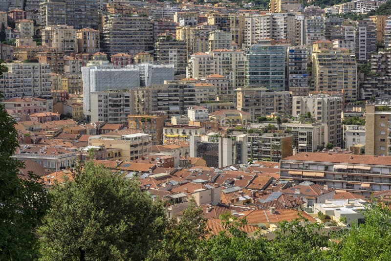 MONACO - MARCH 26, 2018: View of the City Roofs and Skyline Editorial ...