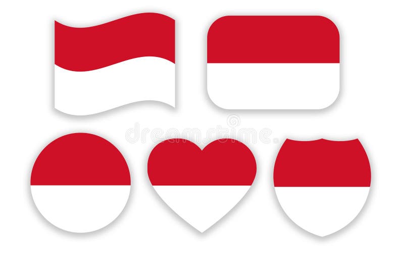 Monaco National Flag. Set with Different Shapes Stock Illustration ...
