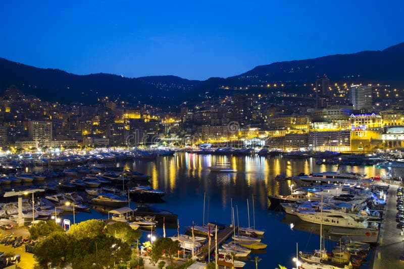 Monaco at night stock photo. Image of lights, carlo, architecture ...
