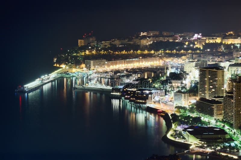 Monaco at night stock photo. Image of famous, luxurious - 29295336
