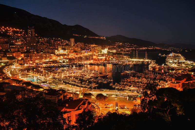 Monaco by night stock photo. Image of boat, luxurious - 86358892