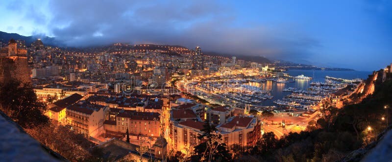 Monaco .night panorama stock image. Image of france, beautiful - 23739415
