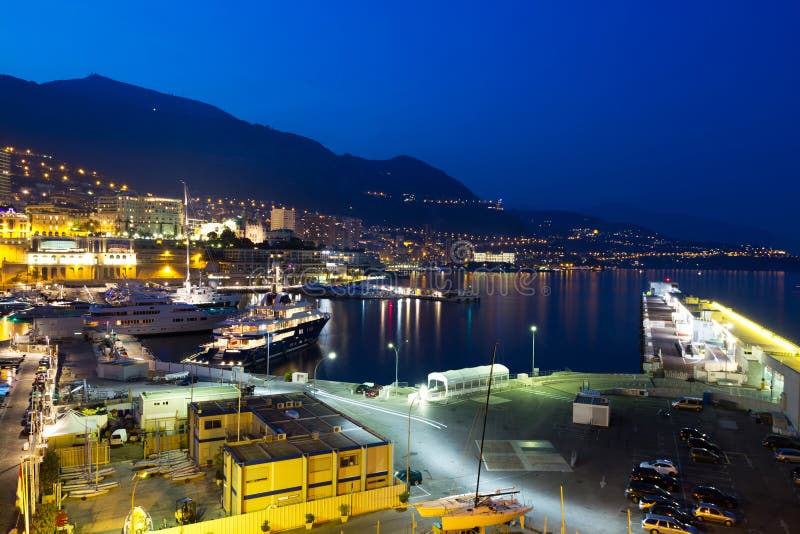 Monaco at night stock photo. Image of monte, european - 70983050