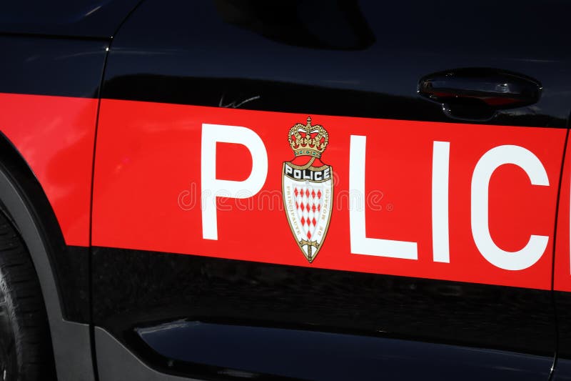 Monaco Police Sign on a Police Car Editorial Photography - Image of ...