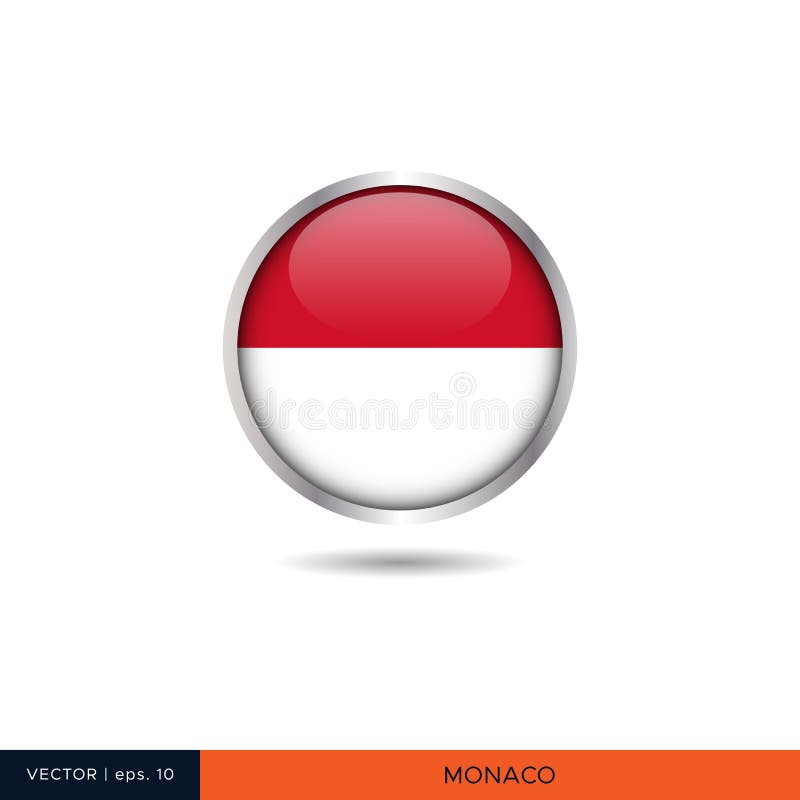 Monaco Round Flag Vector Design. Stock Vector - Illustration of chrome ...