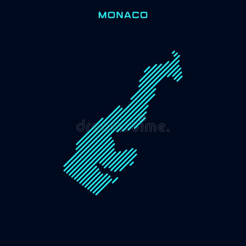 Monaco Striped Map Vector Design Template with Blue Background. Stock ...