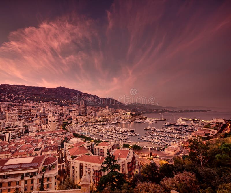 Monaco sunset clouds stock image. Image of evening, wealth - 29483793