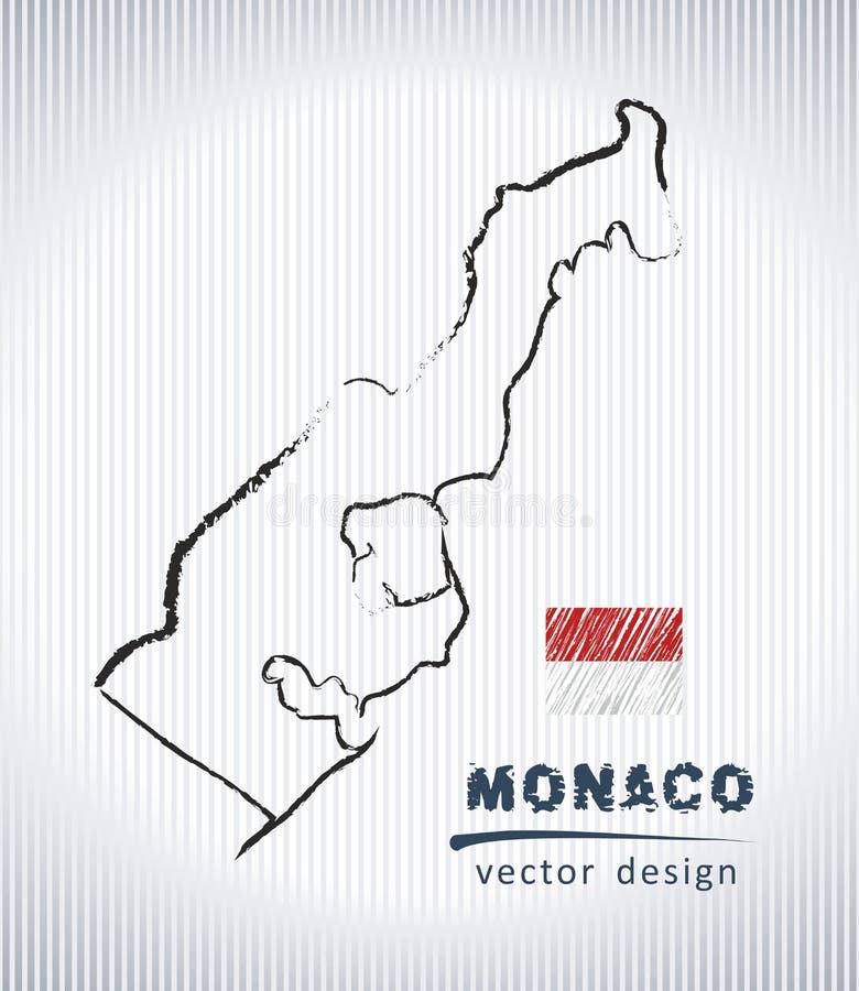 Monaco Vector Chalk Drawing Map Isolated on a White Background Stock ...