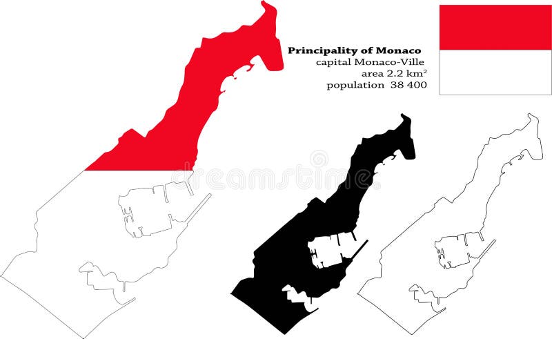 Monaco Map Population Demographics and Unclean Stamp Seal Stock Vector ...