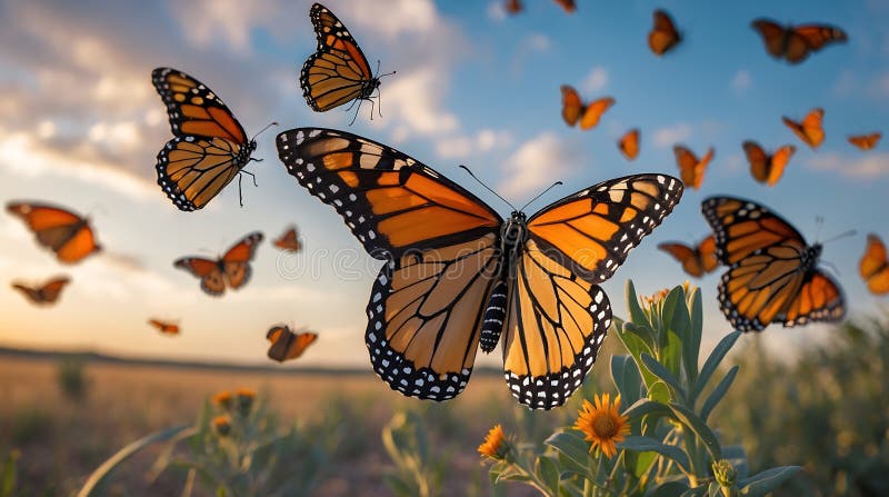 Monarch Butterflies Migrate at Sunset Amid Changing Climate Conditions ...