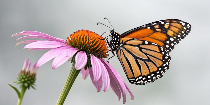 Monarch Butterfly Feeding on Nectar Stock Illustration - Illustration ...