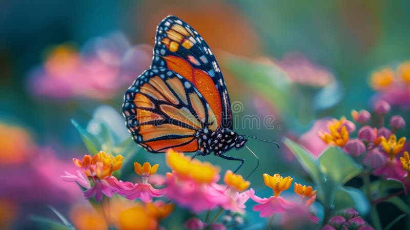 Monarch Butterfly on Flowers Stock Image - Image of flowers, black ...