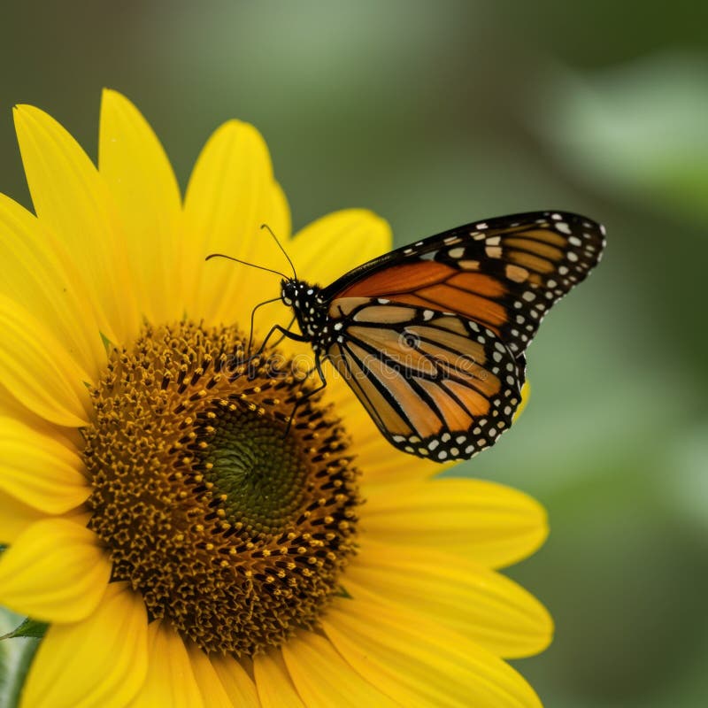 Monarch Butterfly on a Yellow Sunflower Stock Illustration ...
