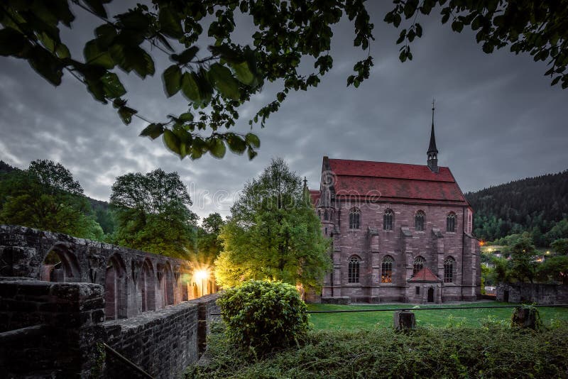 Monastery at Dawn Black Forest Night Time Stock Image - Image of ...