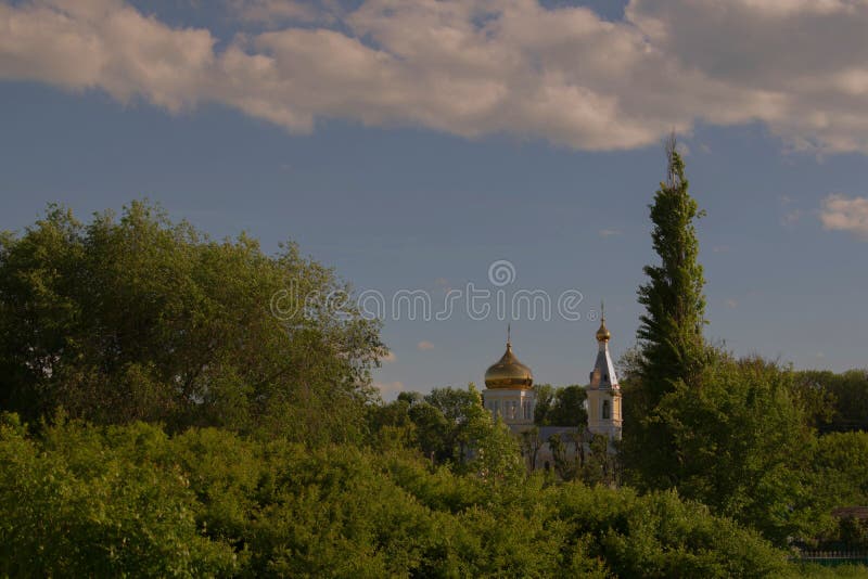 Monastery Domes among Trees Stock Photo - Image of orthodox, white ...