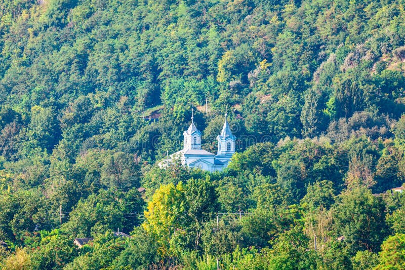 Monastery in the forest stock image. Image of christian - 215682339