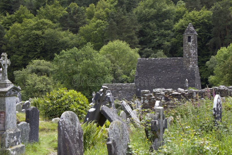 Monastery Glendalough in Ireland Stock Image - Image of churches ...