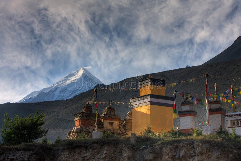 Monastery in the Himalayan Mountains Stock Photo - Image of azure ...