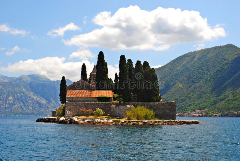 Monastery on the lake stock image. Image of loneliness - 36039367