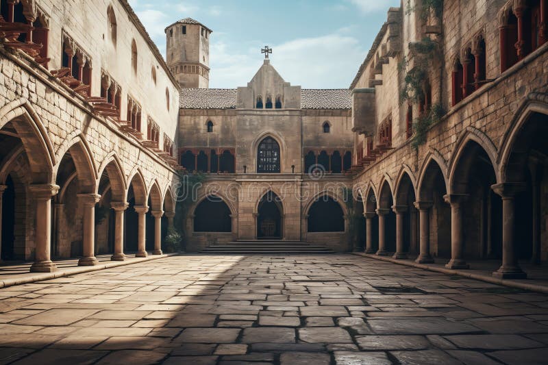 Monastery Medieval Fantasy Photo Stock Illustration - Illustration of ...