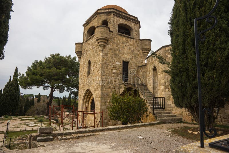 Monastery on Mount Filerimos, Rhodes, Greece Stock Photo - Image of ...