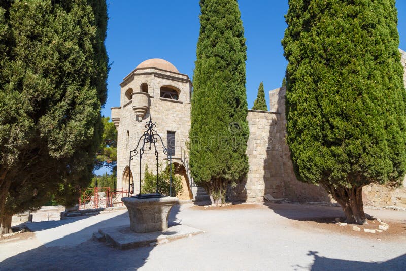 Monastery on Mount Filerimos in Rhodes in Greece Stock Photo - Image of ...