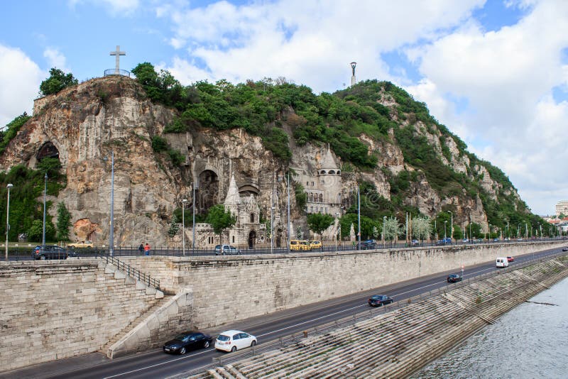 Monastery in the Mountain with a Statue of Freedom on Peak. Budapest ...