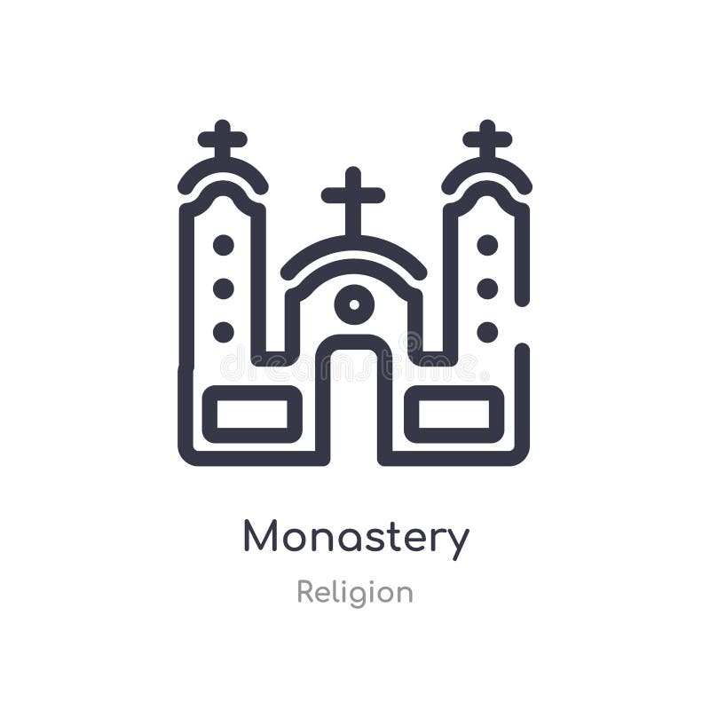 Monastery Icon in Different Style Vector Illustration. Two Colored and ...